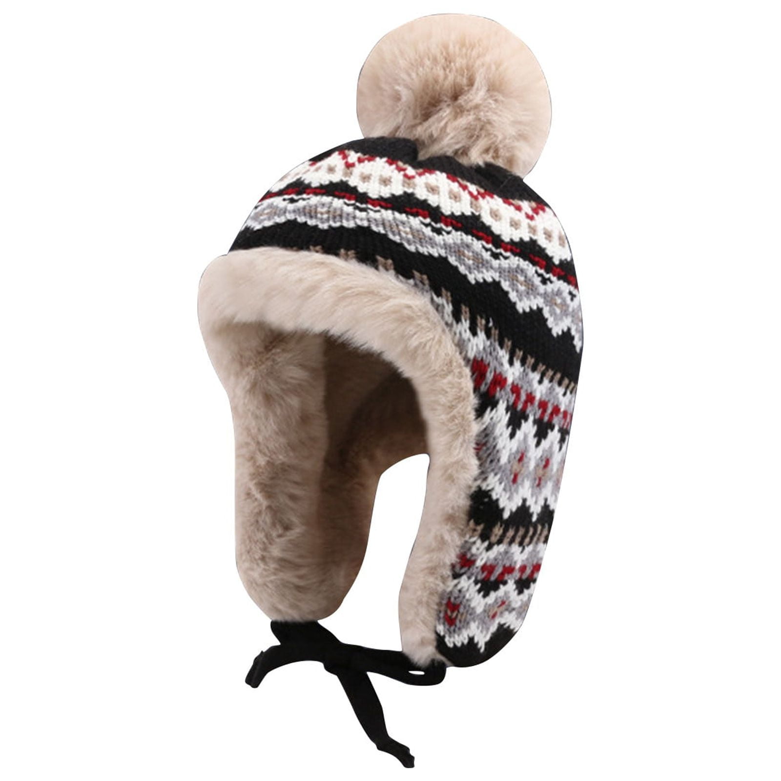 Luxalzxs Women Winter Peruvian Cover Ears Beanie Hat Ear Flaps Sherpa ...