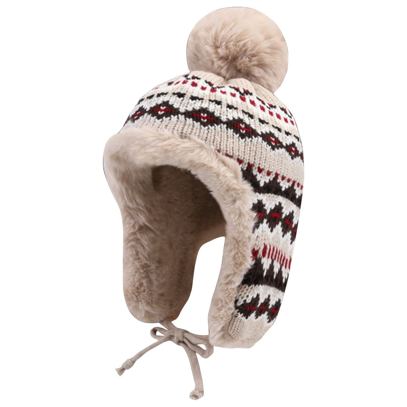Luxalzxs Women Winter Peruvian Cover Ears Beanie Hat Ear Flaps Sherpa ...