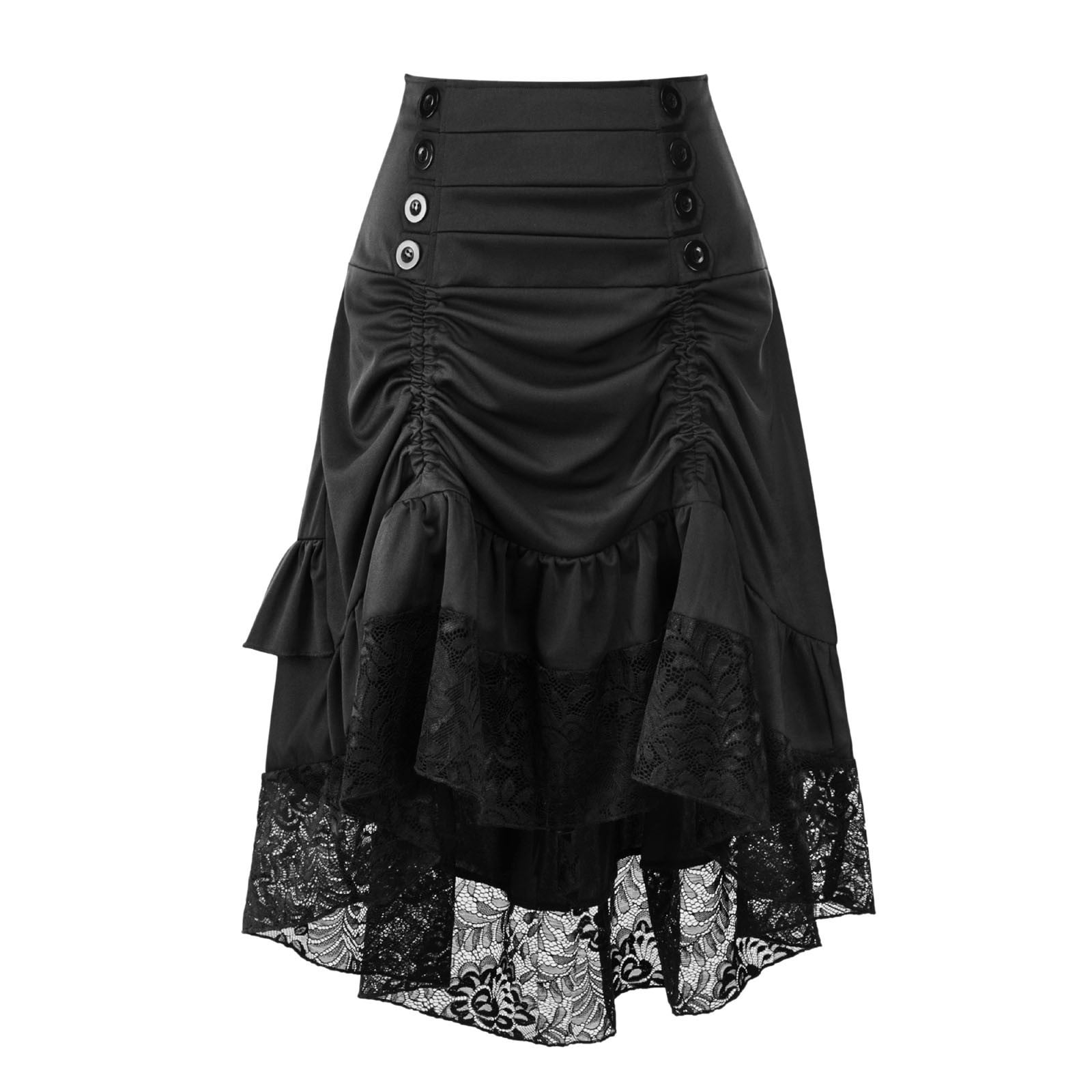 Luxalzxs Women's Gothic Steampunk Skirt Victorian Asymmetrical High-Low ...