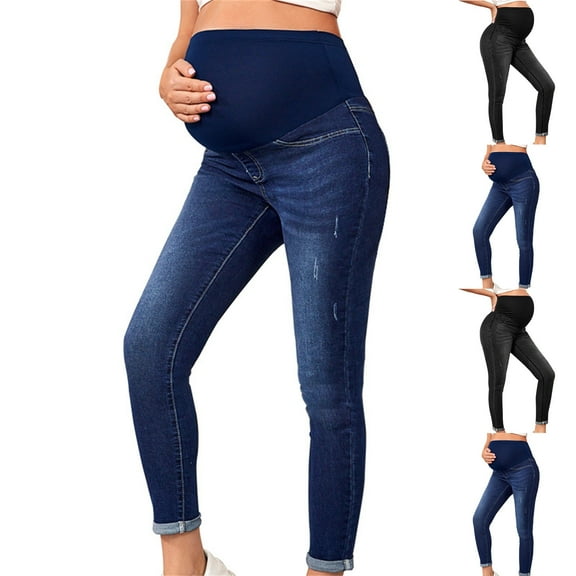 Women's Maternity Bootcut Jeans Over The Belly High Waist Side Panel ...
