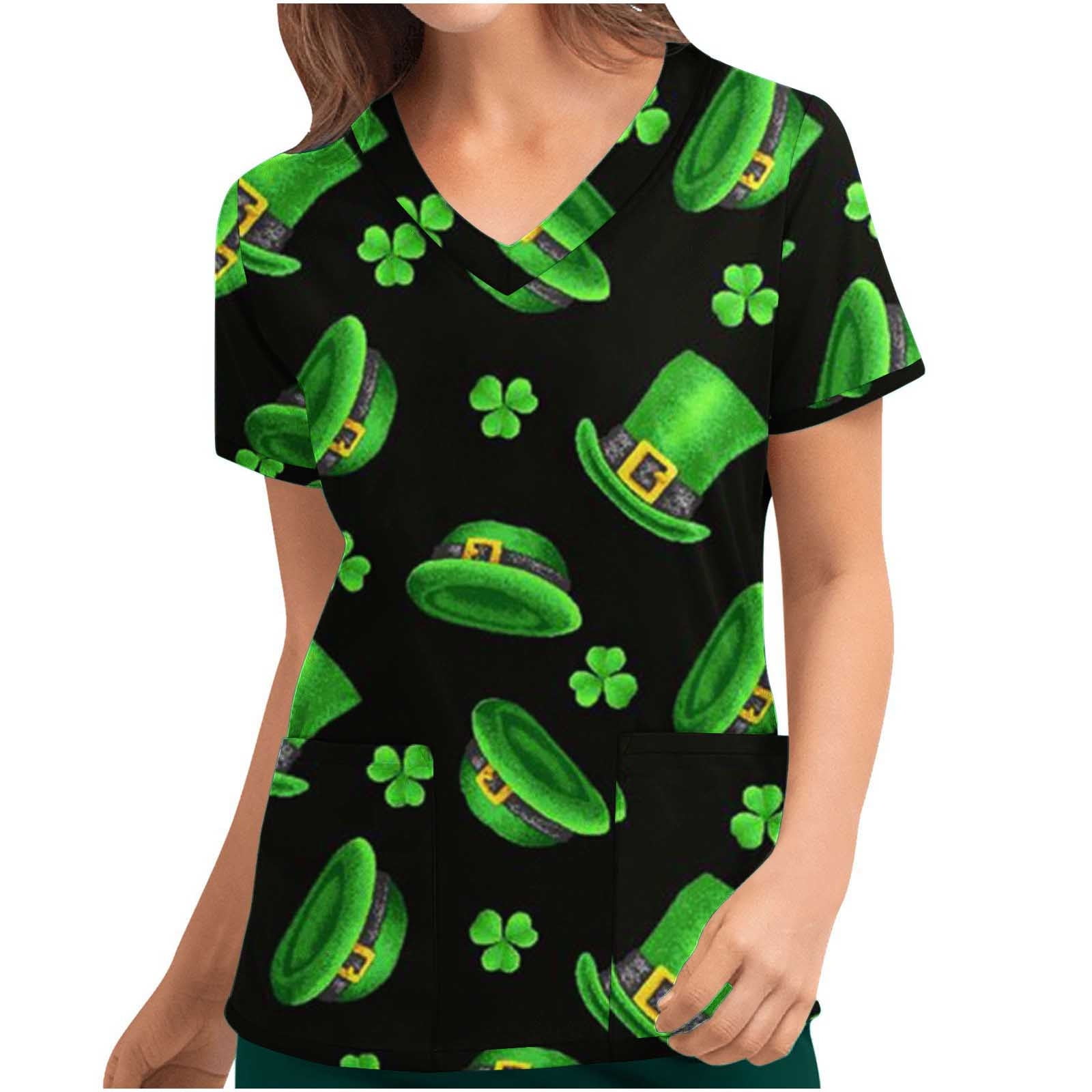Luxalzxs Women's Medical Uniforms & Scrubs V-Neck Short Sleeve Nurse ...