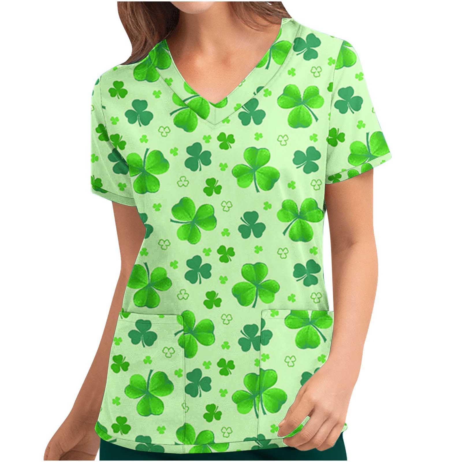 Luxalzxs Women's Medical Uniforms & Scrubs V-Neck Short Sleeve Nurse ...