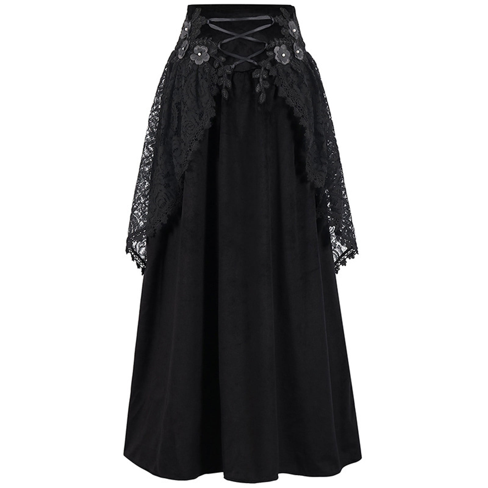 Luxalzxs Womens Medieval Renaissance Skirts Dark Retro Gothic Lace ...