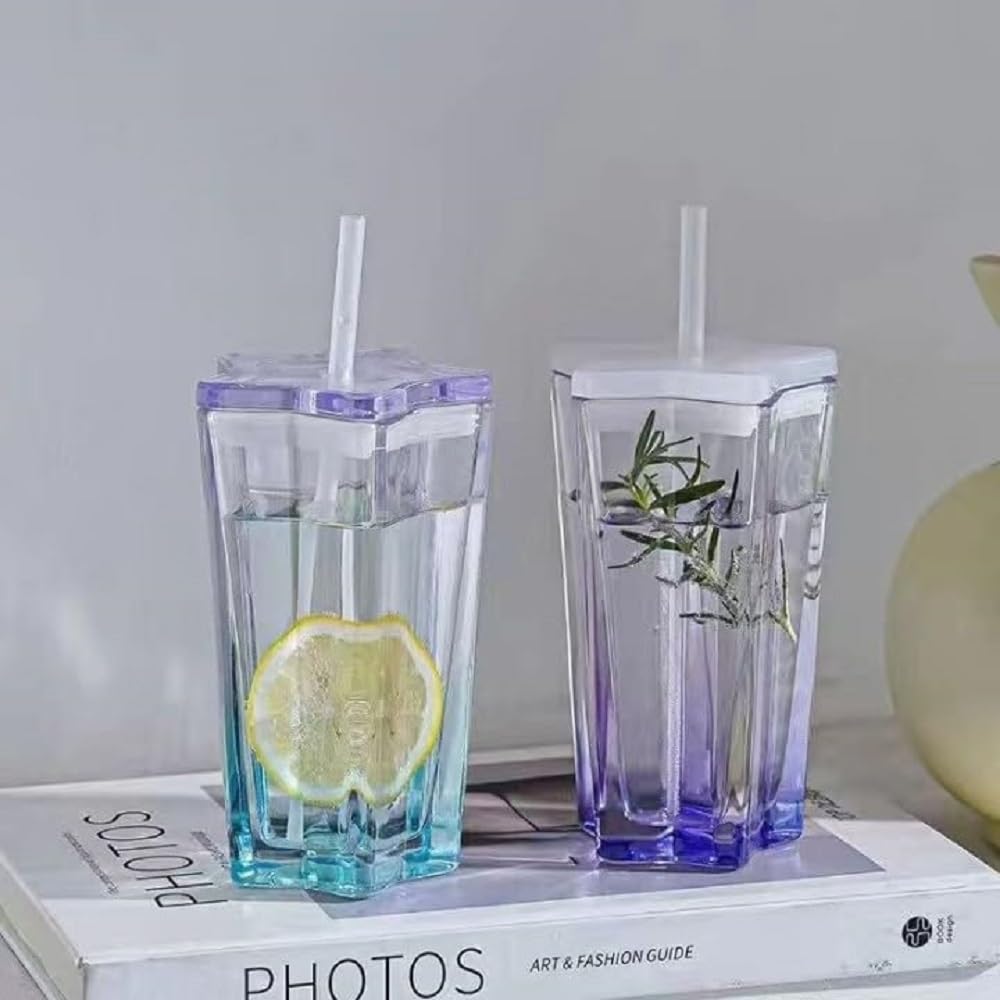Luxansa Random Printed Star Mason Jars with Lids for Fruit Juice Milk ...