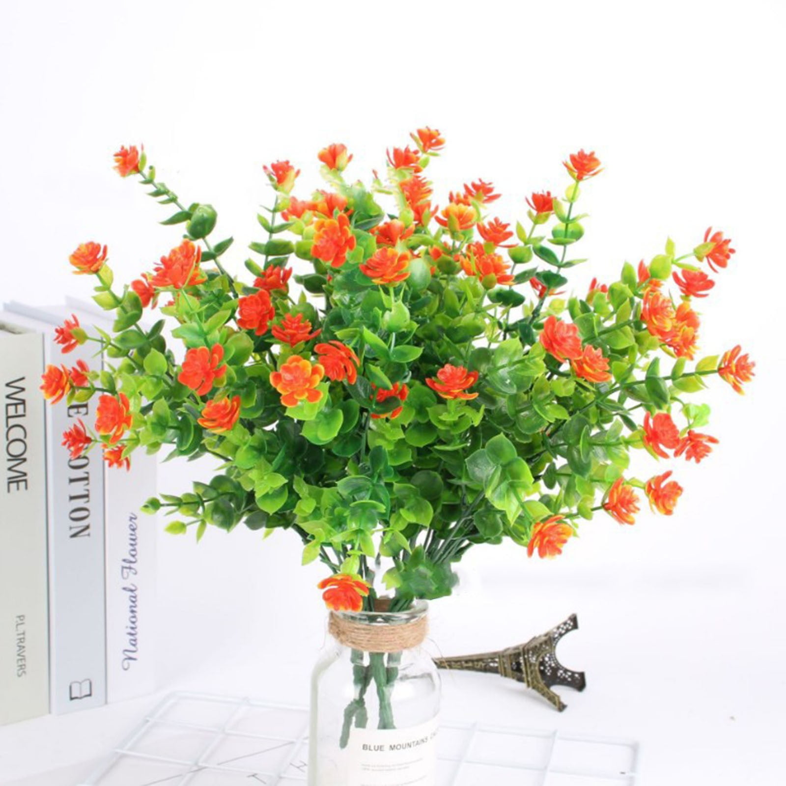 Luxcidy 2 Bundles Artificial Plant UV Resistant Fake Stems Plants, Faux ...