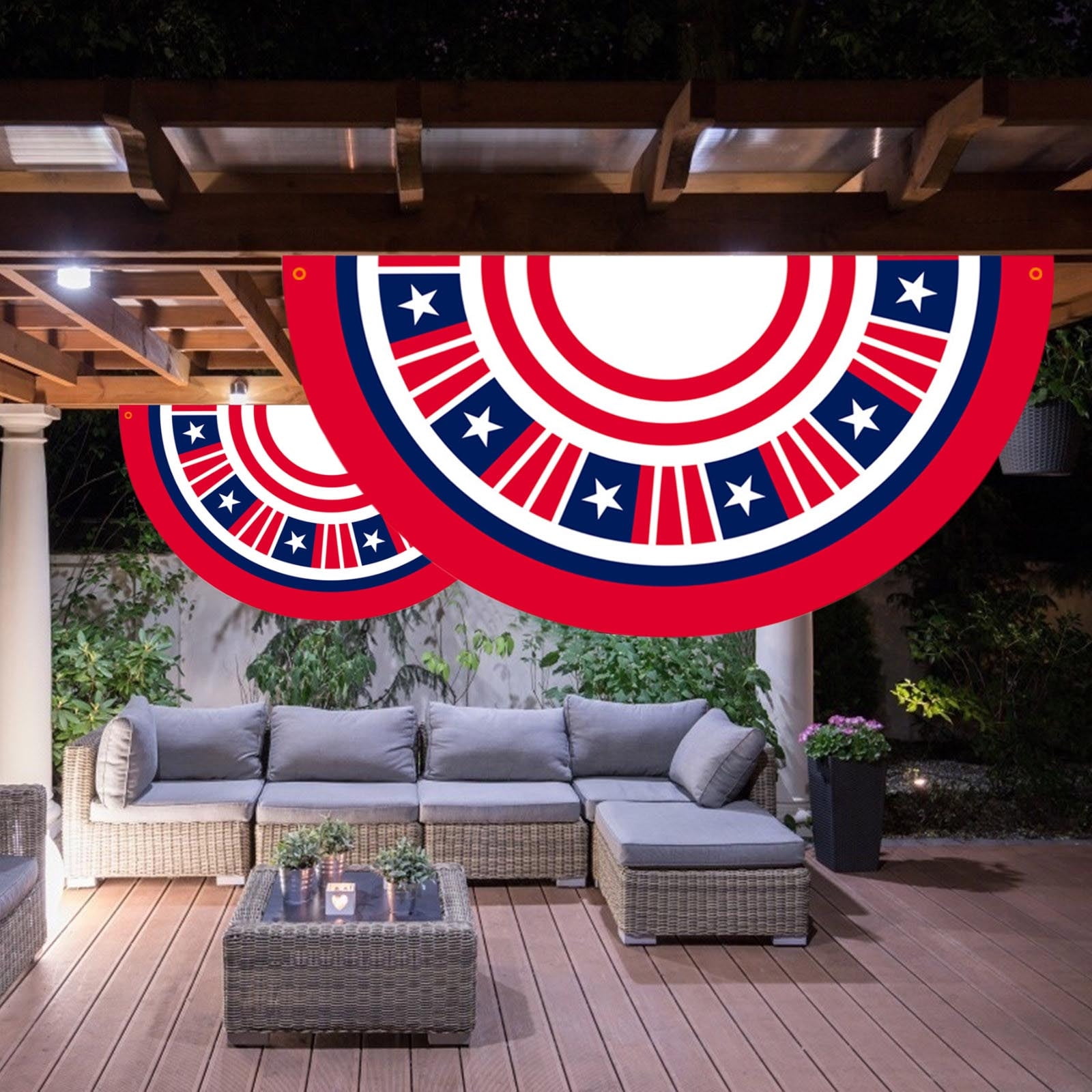 Luxcidy American Pleated Fan Flag, US Patriotic Half Fan Bunting Flag ...