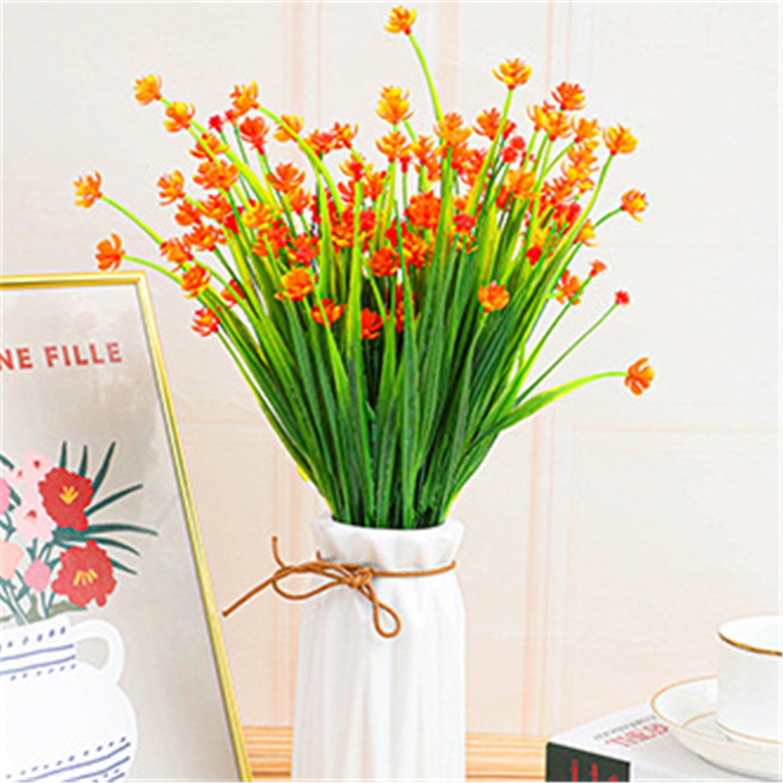Luxcidy Artificial Flower Outdoor, Spring Grass Camellia Flowers, Fake ...