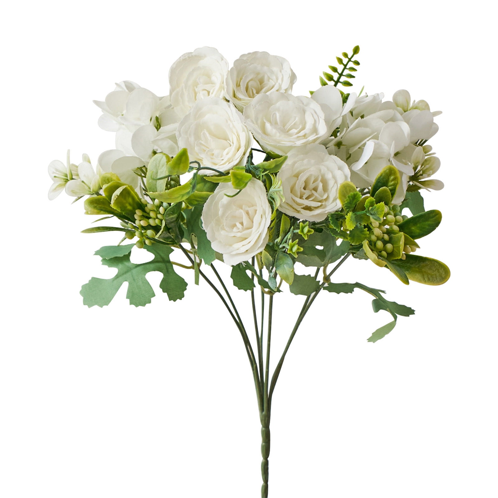 Luxcidy Artificial Flowers, Silk Roses Faux Plant, Eucalyptus Flower ...