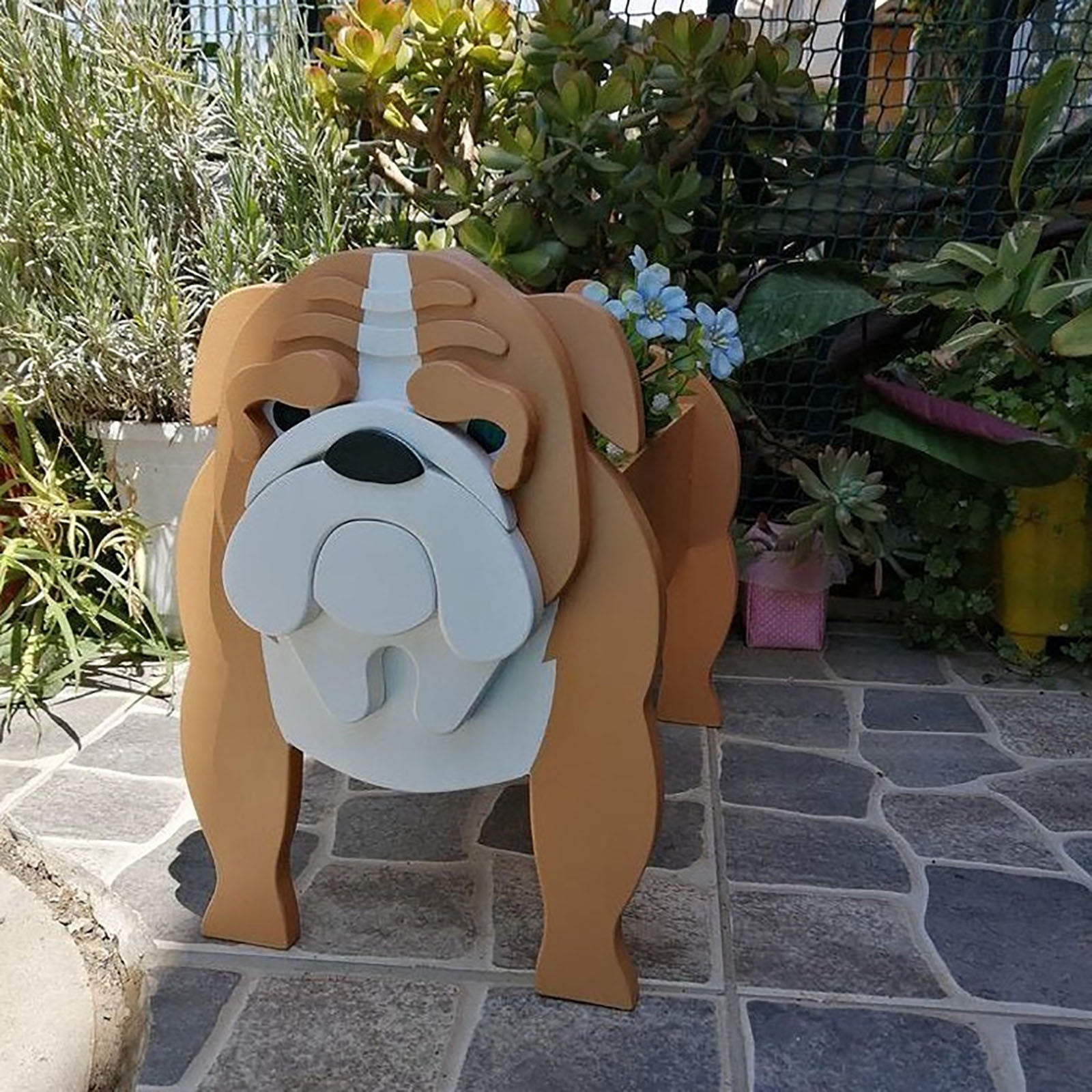 Luxcidy Bulldog Dog Planter Plant Pot, Animal Planter, Dog Shape Plant ...