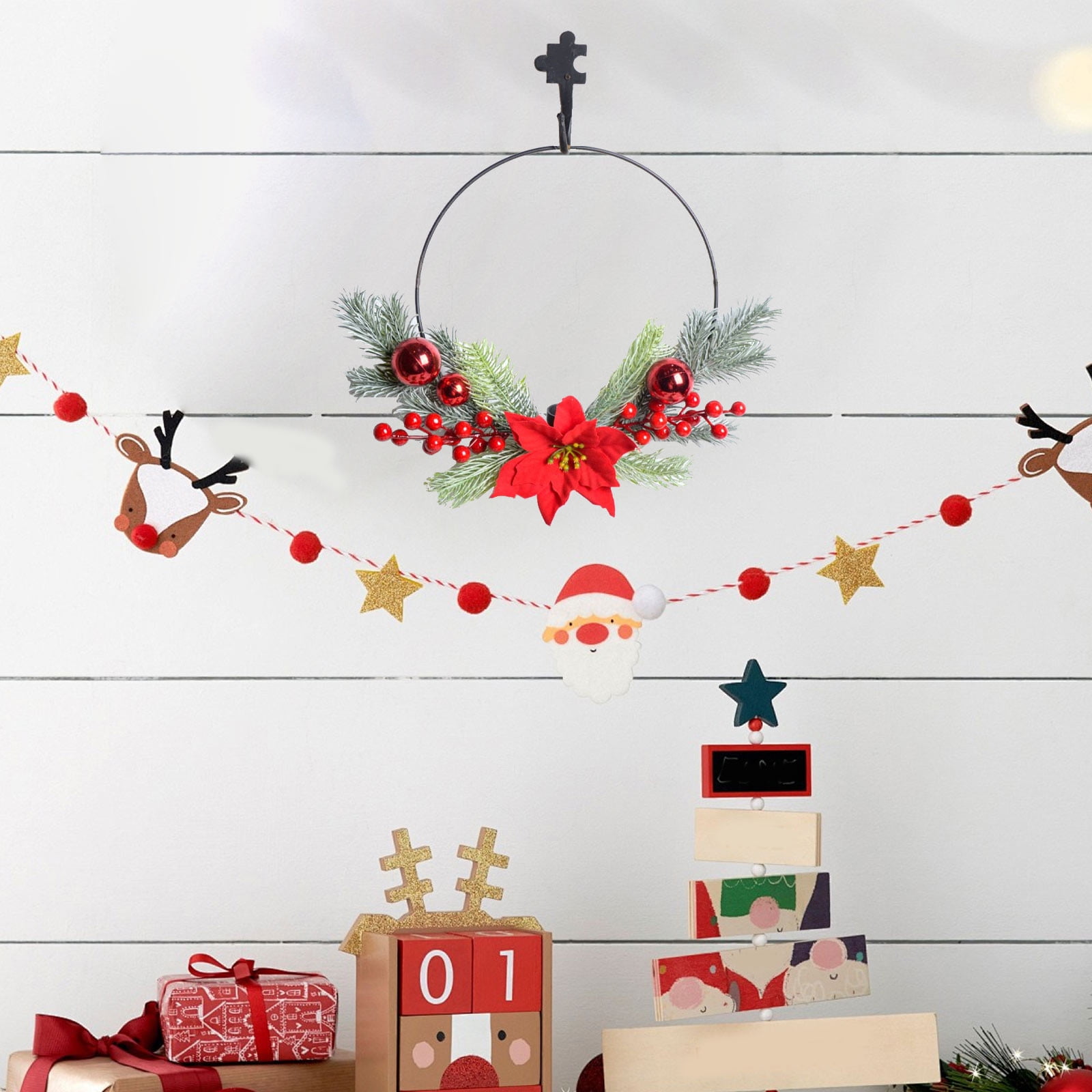 Luxcidy Christmas Wreaths for Windows, 14In Christmas Wreaths for Front ...