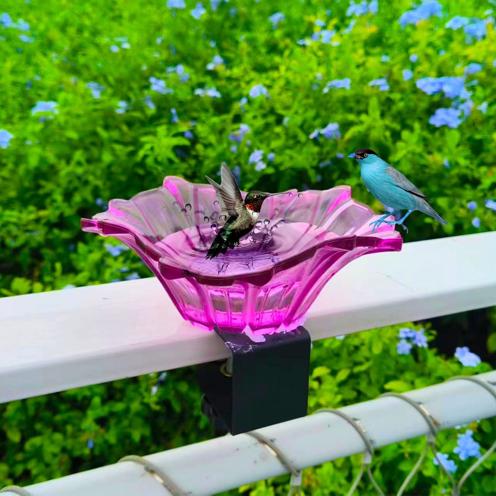 Luxcidy Deck Mounted Bird Baths for Outdoors, Glass Bird Baths Bowl ...