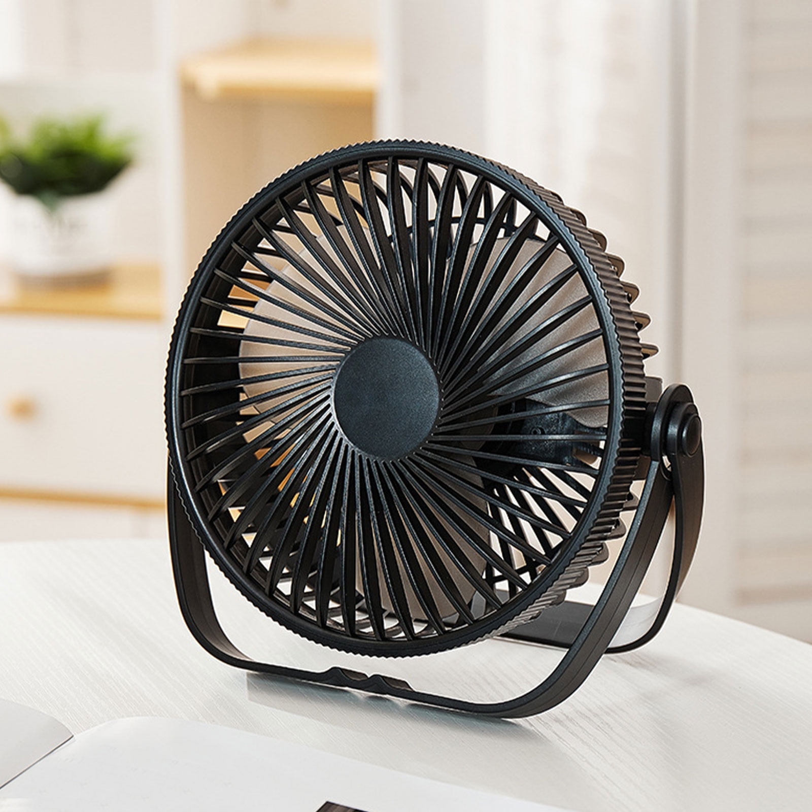 Luxcidy Desktop Fan,Black, Quiet Brushless Turbine Mini Electric Fan ...