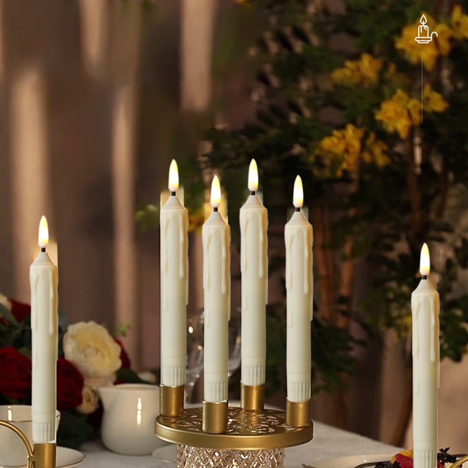 Luxcidy In Door Flameless Flickering Taper Candles,Battery Operated ...