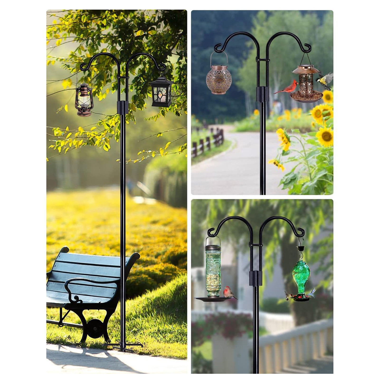 Luxcidy Double Shepherd Hooks for Outdoor, 61 Inch Heavy Duty Bird ...