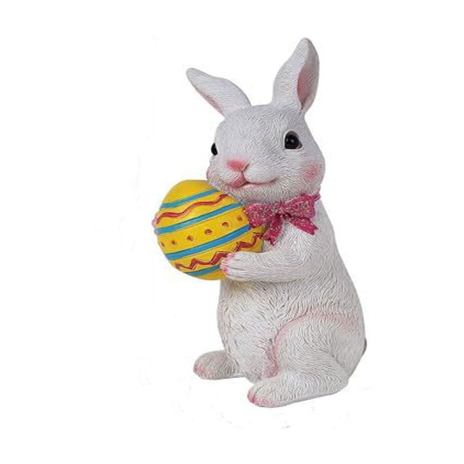 Luxcidy Easter Rabbit Figurine - Rabbit Statue, Cute Bunny with Egg ...