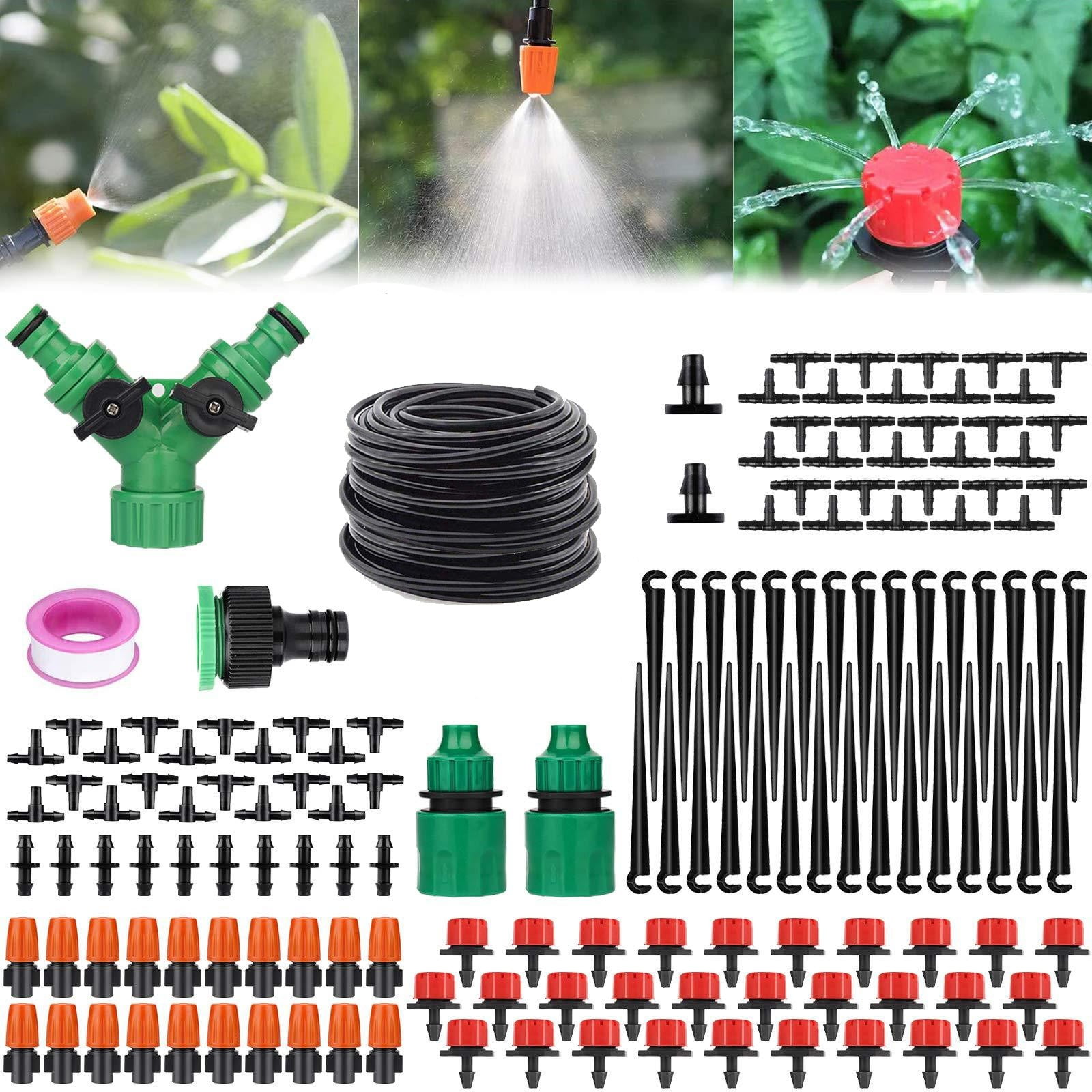 Luxcidy Garden Automatic Drip Irrigation Set, 32.8Ft Adjustable Micro ...