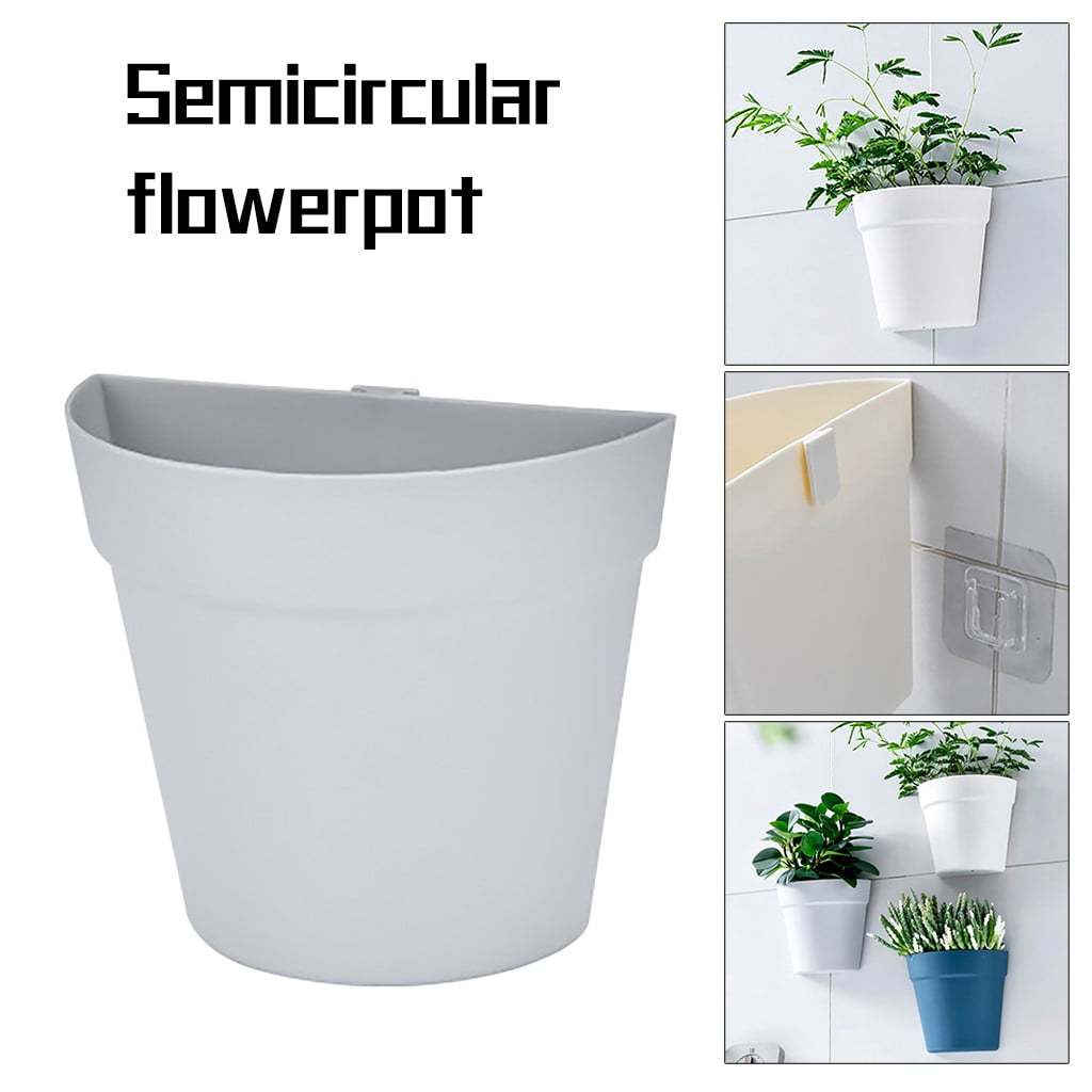 Luxcidy Half Circle Shape Plastic Wall Mounted Planter, Space Saving ...