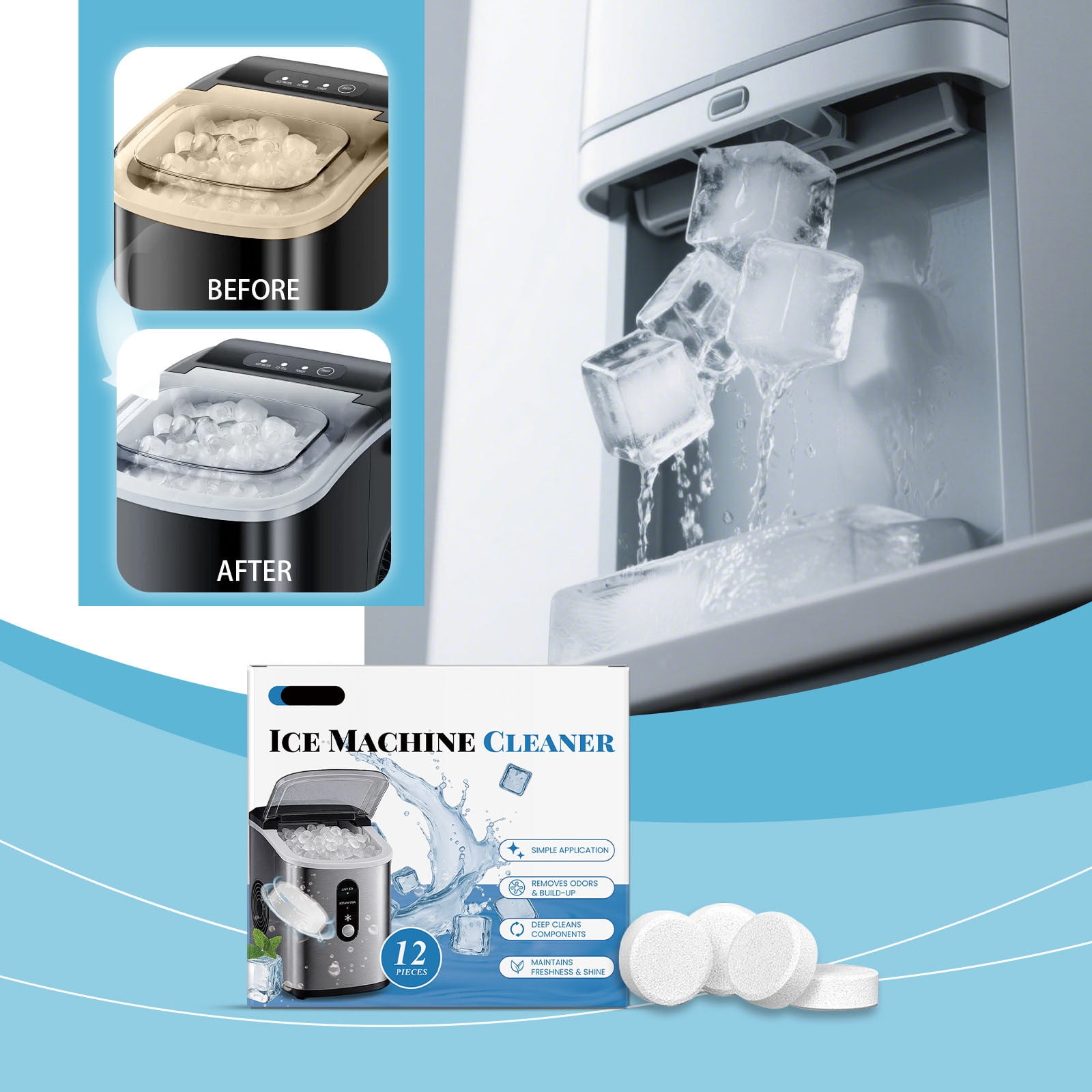 Luxcidy Ice Machine Cleaner Descaler Tablets, 36 Clean Tablets for Ice ...