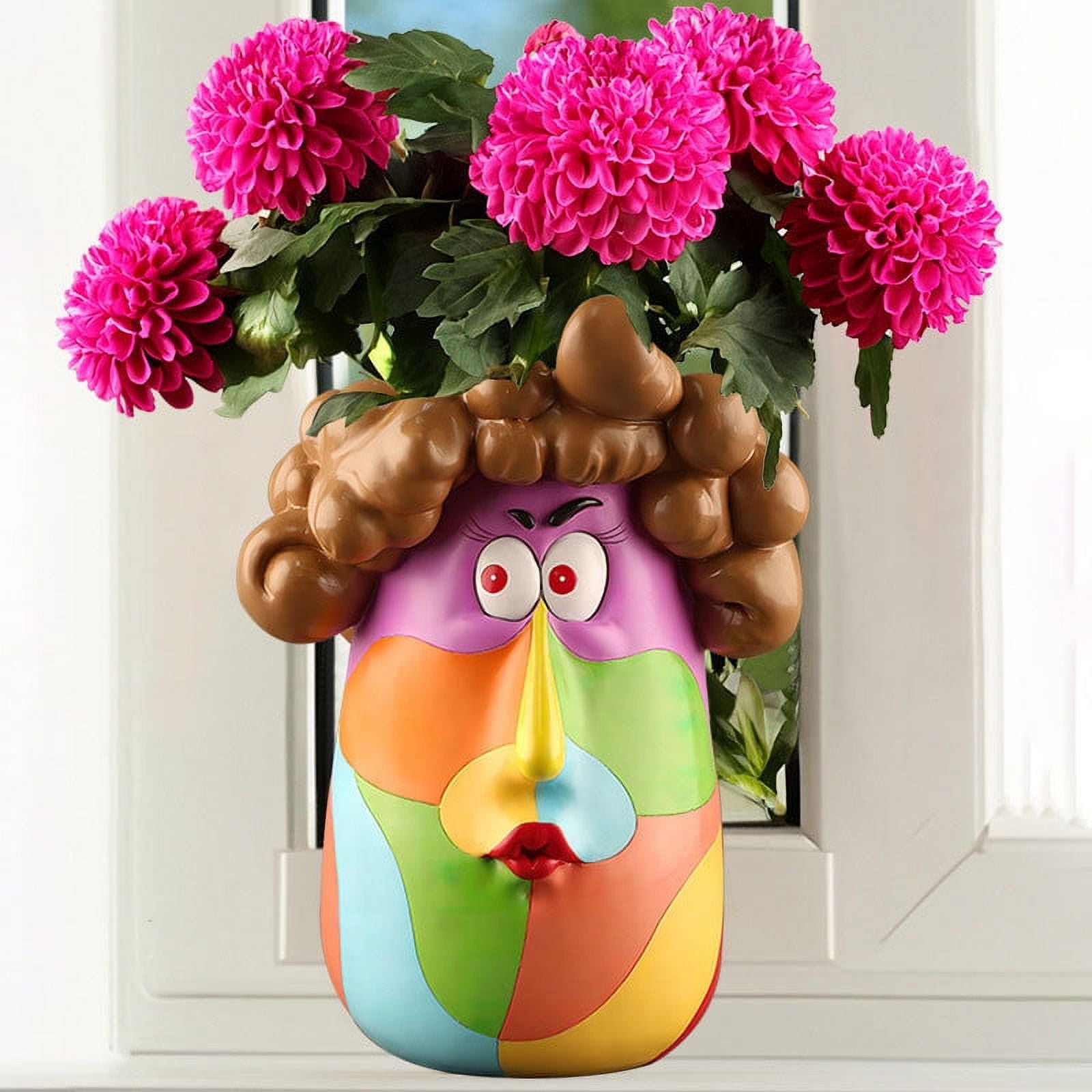 Luxcidy Large Head Planter Rainbow Planter,Cute Face Planter,Funny ...