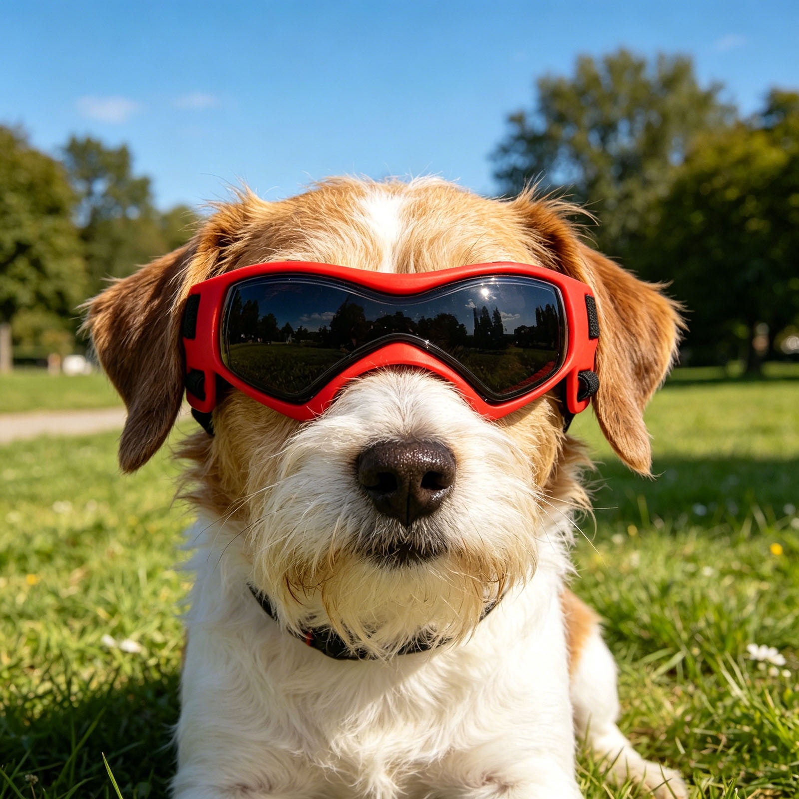 Luxcidy Red Dog Goggles, UV400 Pet Glasses, Soft Frame, for Large Dogs ...