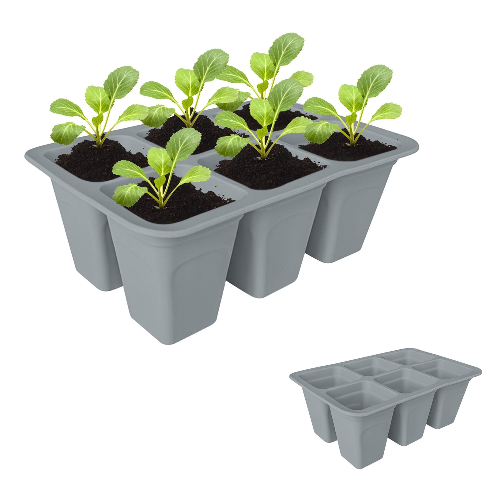 Luxcidy Silicone Seed Starter Tray 6 Cell Reusable Silicone Seed Tray ...