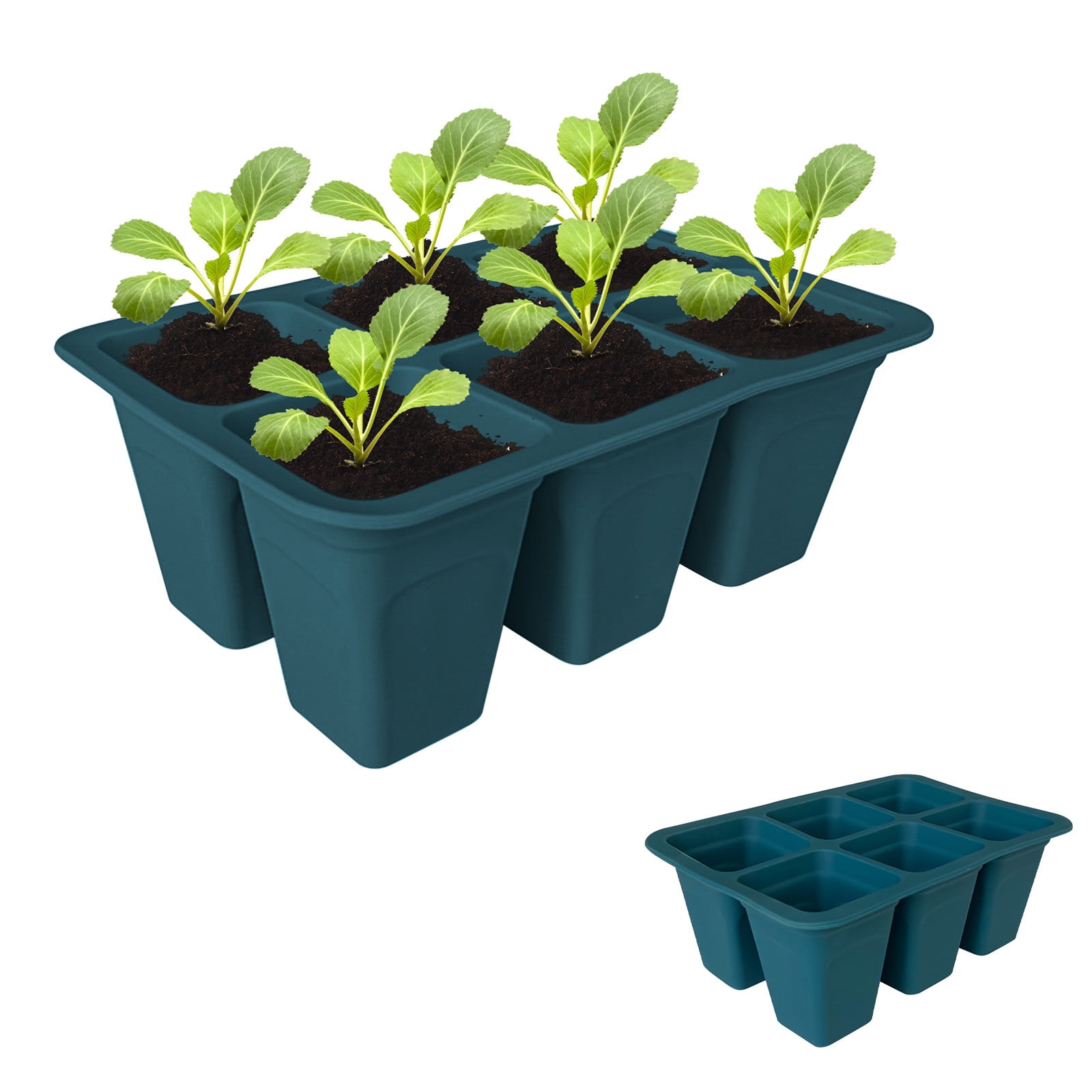 Luxcidy Silicone Seed Starter Tray 6 Cell Reusable Silicone Seed Tray ...