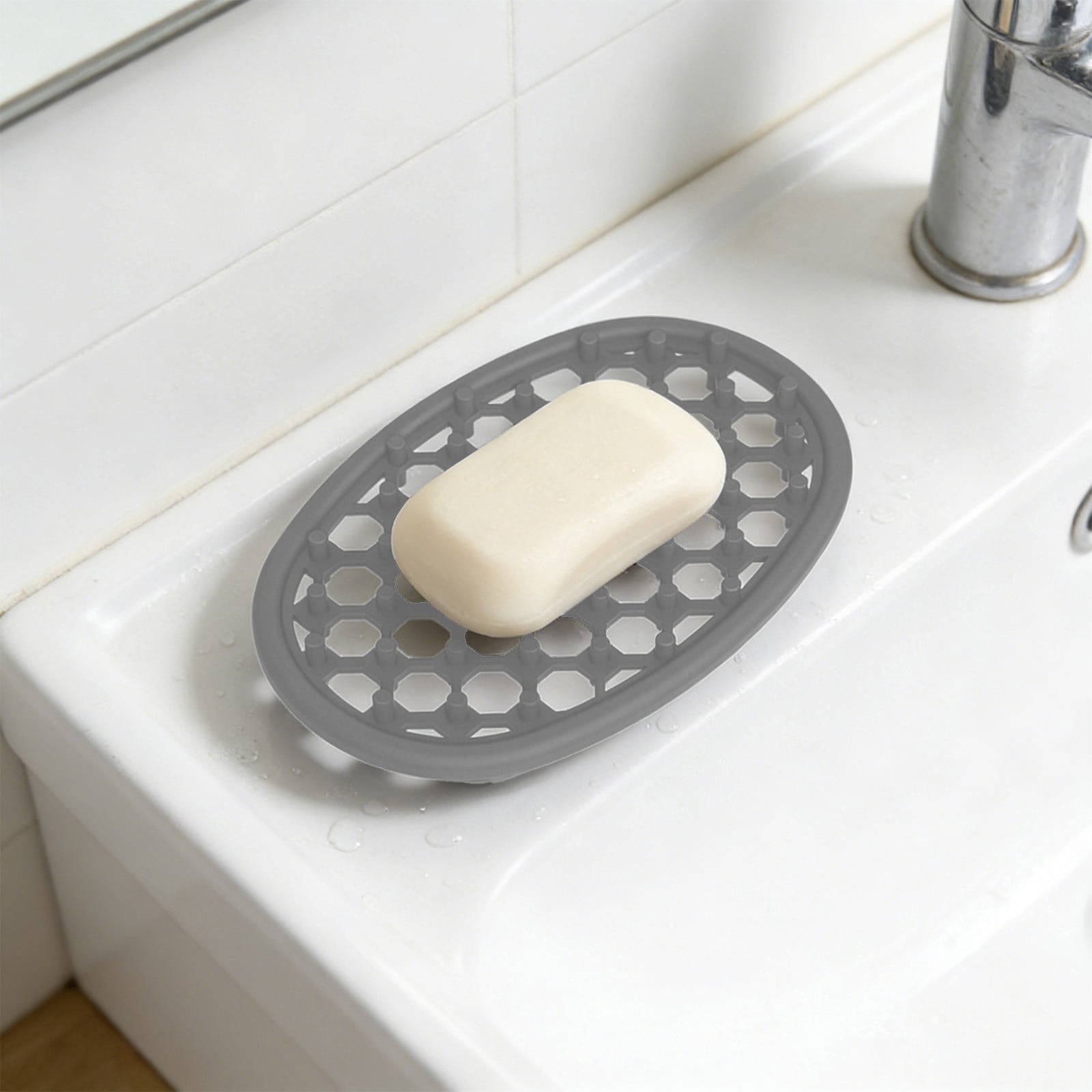 Luxcidy Silicone Soap Box, Drainage Soap Caddy Pad for Bathroom and ...