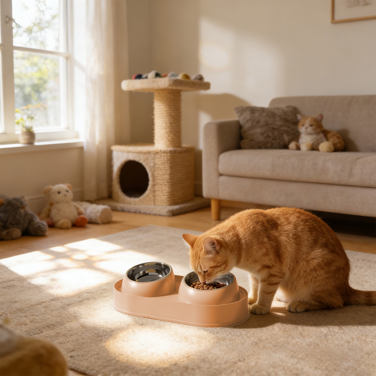 Luxcidy Stainless Steel Cat Bowl, Slanted Ergonomic Double Pet Dish for ...
