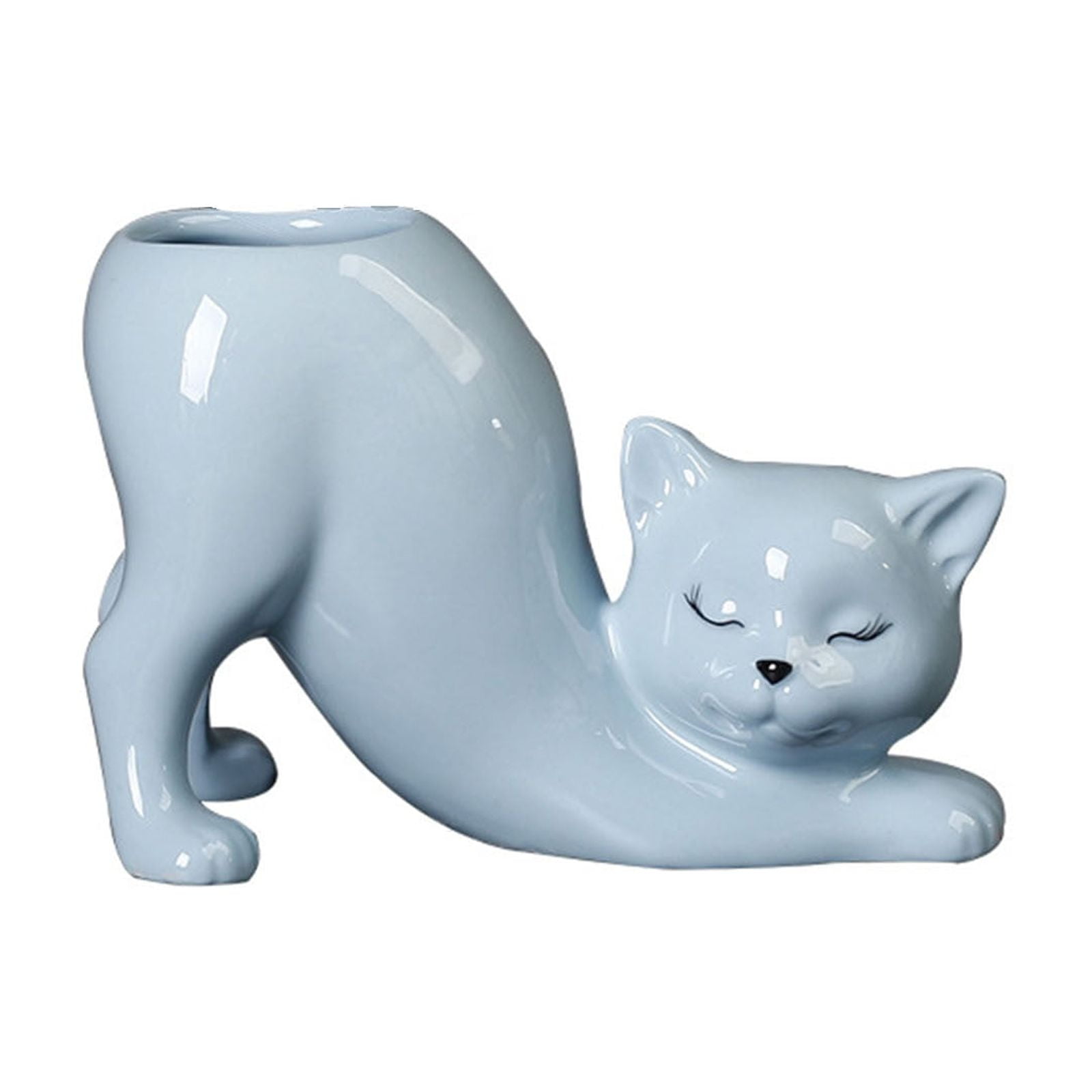 Luxcidy Tailless Cat Little Planter Pot Ceramic Tailless Cat Pots ...