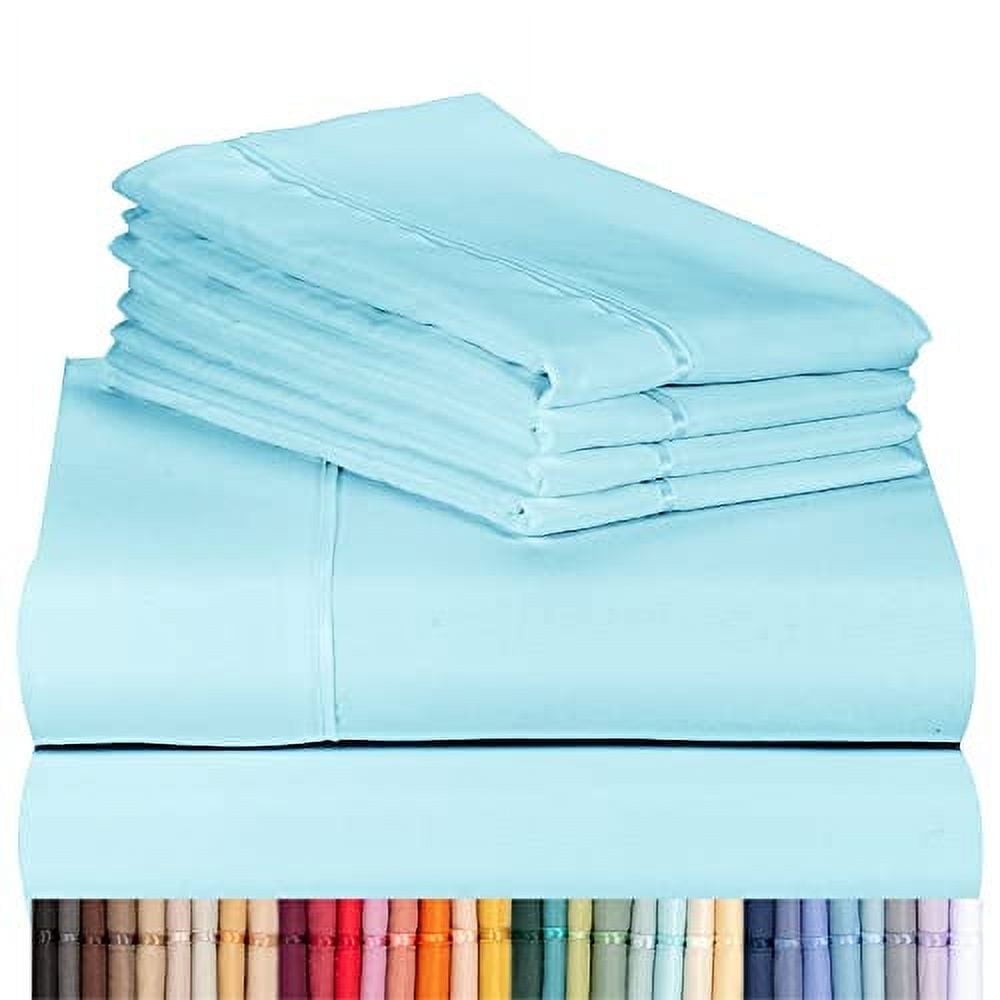 Luxclub Cooling 6 pc Microfiber Sheet Set, Aqua Full- Soft, and Deep ...