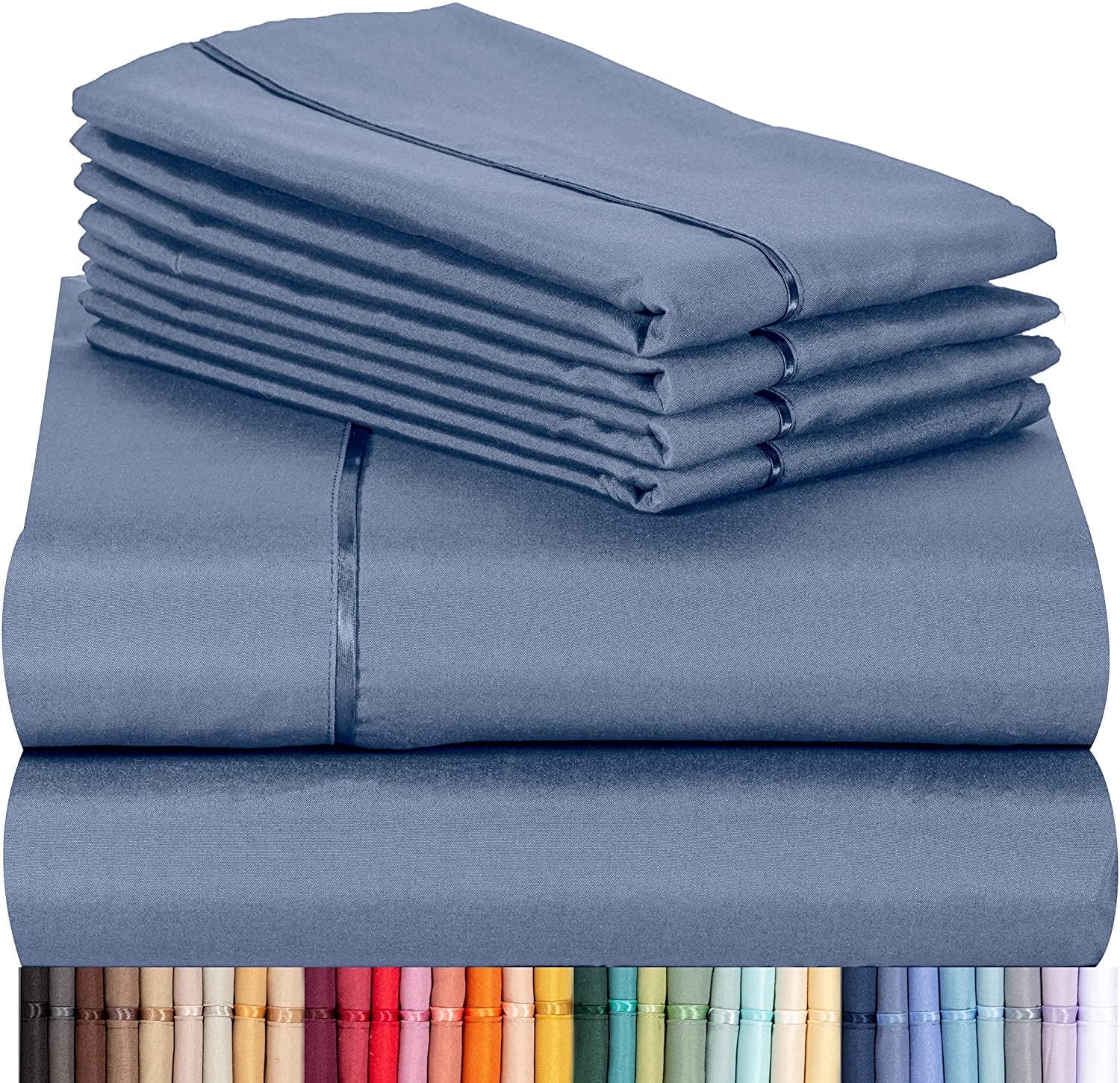 Luxclub Cooling 6 pc Microfiber Sheet Set, Oxford Full- Soft, and Deep ...