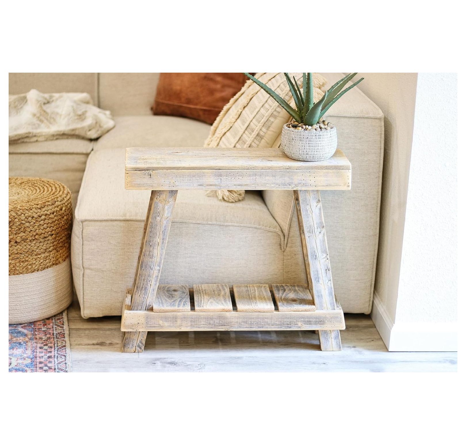 Luxe Aztec A-Frame Natural Accent Side Table, Reclaimed Wood - Walmart.com