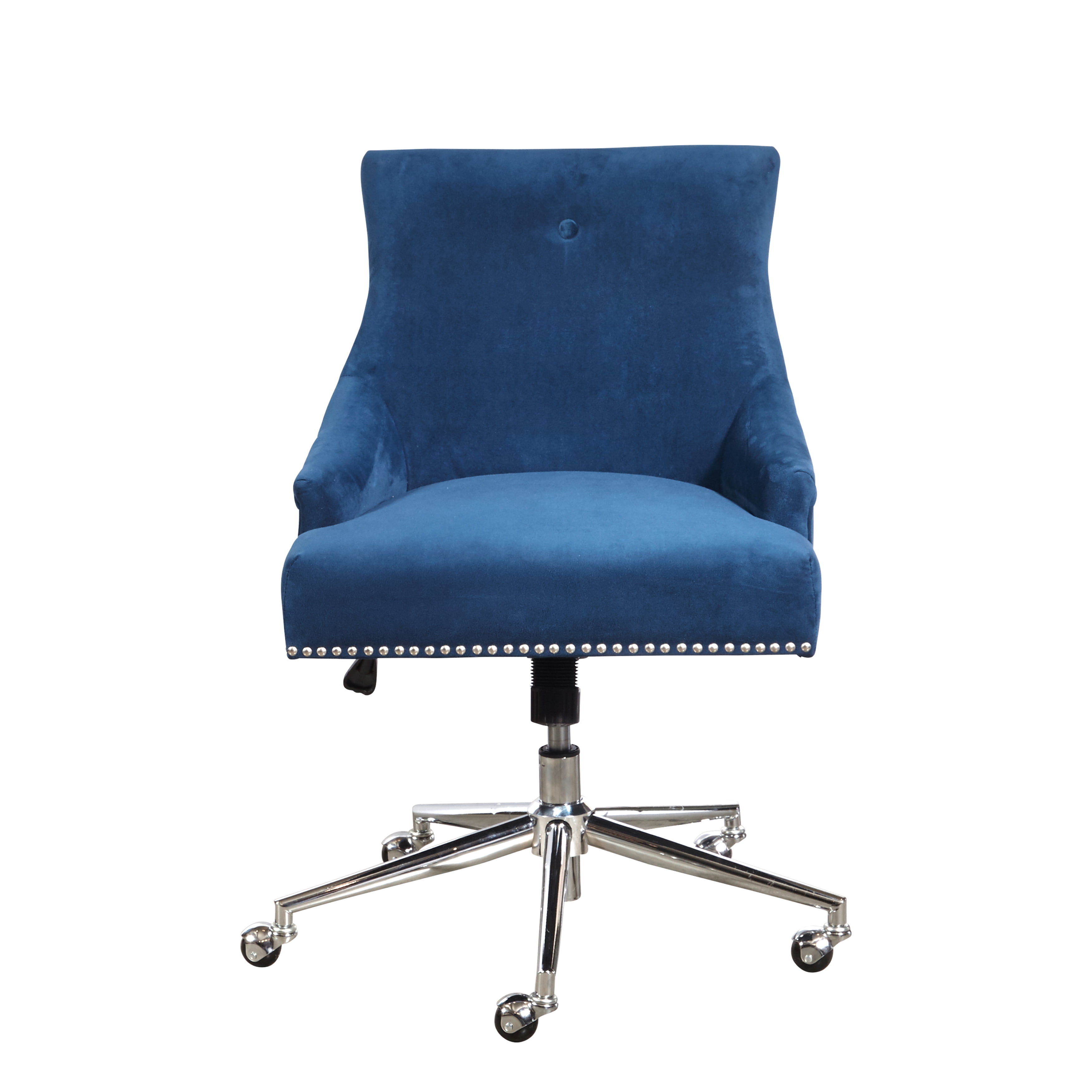 Luxe Button Back Office Chair in Navy Blue Velvet - Walmart.com