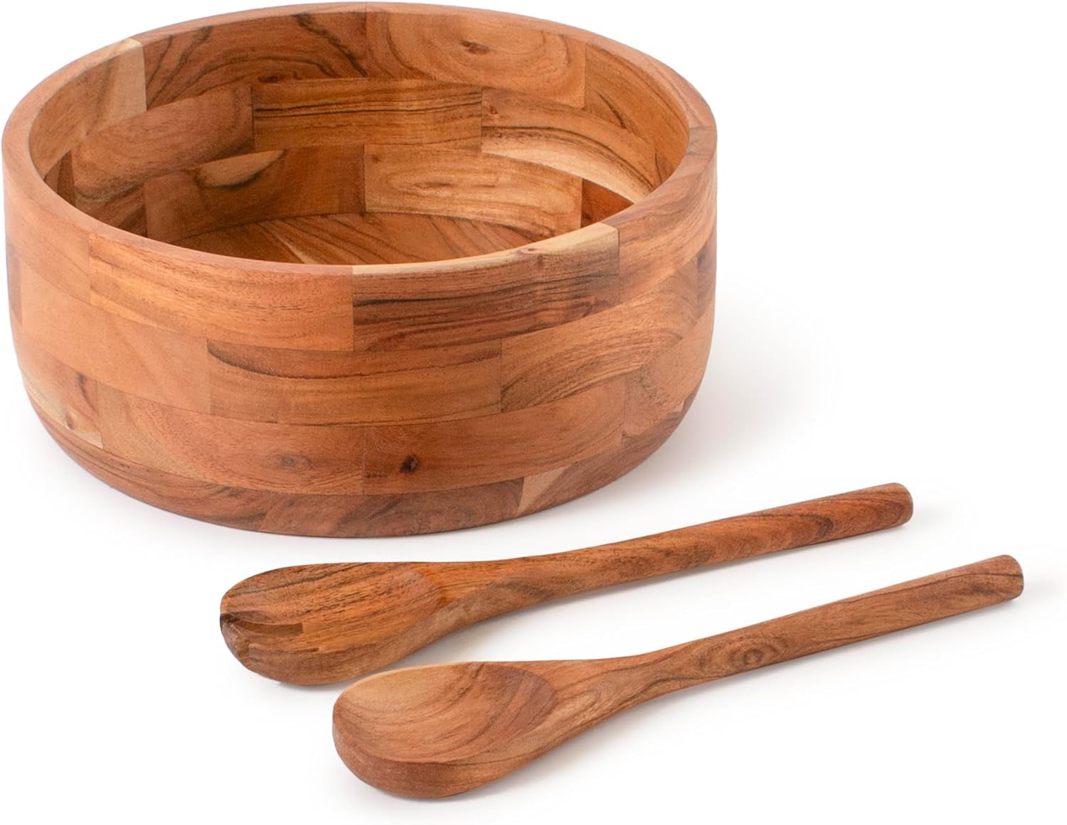 Luxe Designs | 12" Wooden Salad Bowl Set with Serving Utensils Eco ...