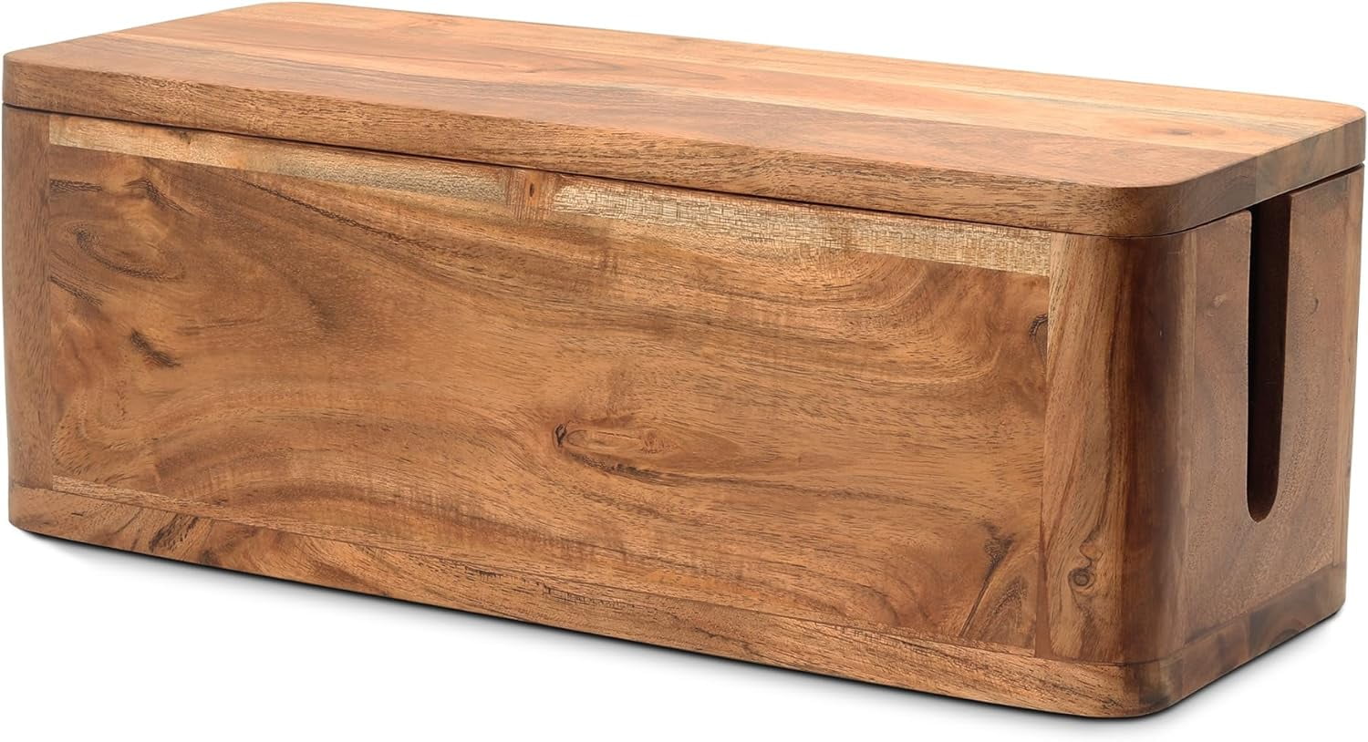 Luxe Designs Large Wooden Cable Organizer Box, Acacia Cord Hider with ...