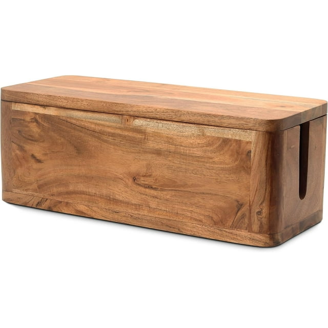 Luxe Designs Large Cable Management Box - Acacia Wood Cable Organizer ...