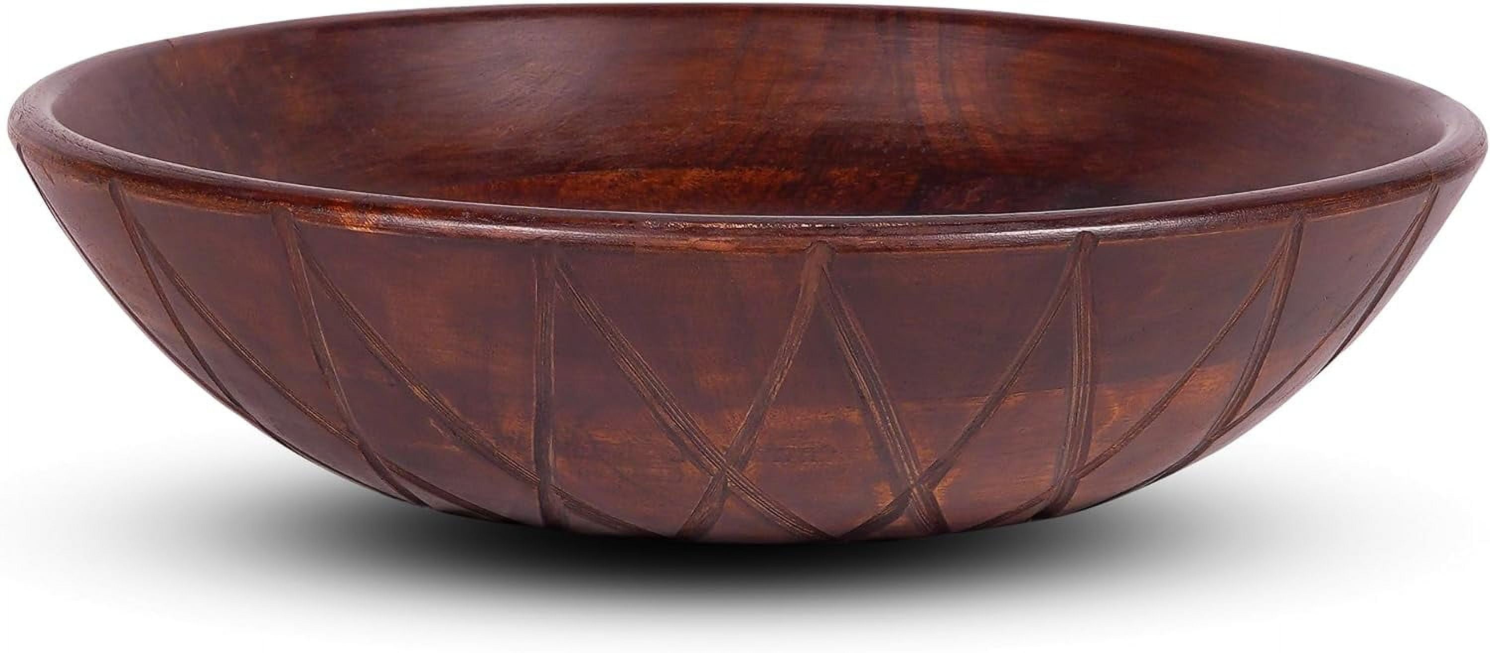 Luxe Designs Round Wood Decorative Bowl 12 inch – Wooden Fruit Bowl for ...