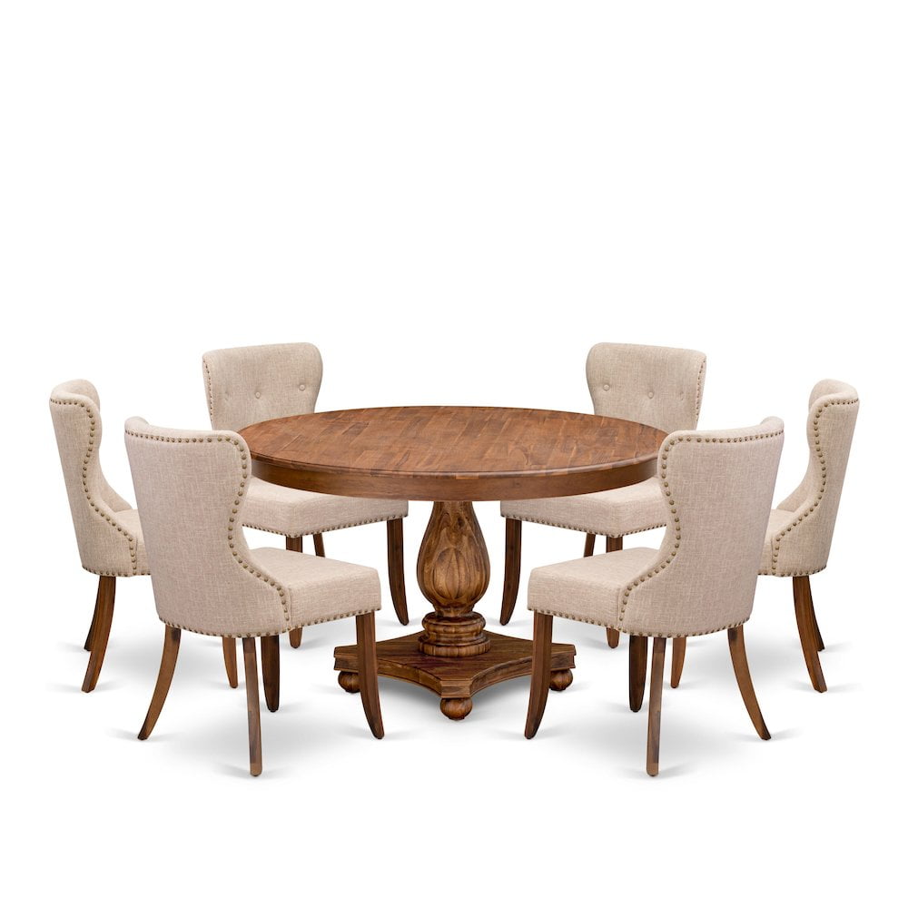 Luxe by East West Furniture 7-Pc Dining Table Set Of A Pedestal Table ...
