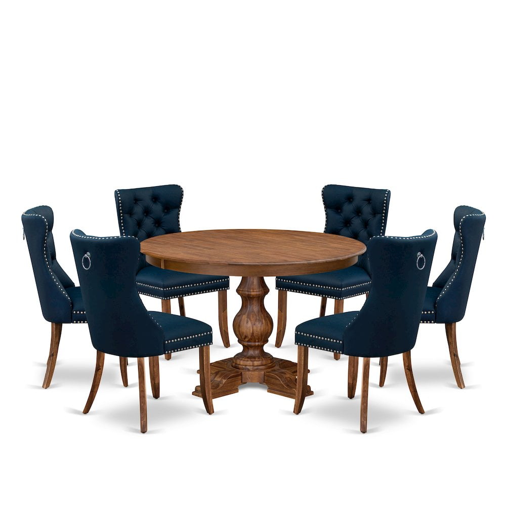 Luxe by East West Furniture 7-Piece Kitchen Table Set Featuring 6 Navy ...