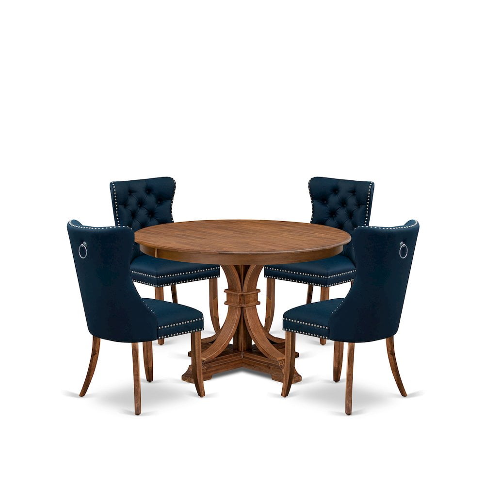 Luxe by East West Furniture 5-Piece Modern Dining Set In Navy Blue ...