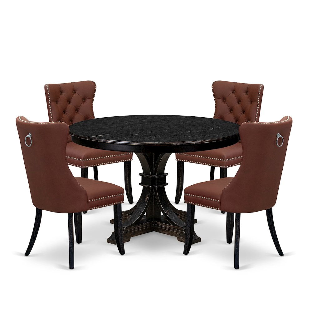 Luxe by East West Furniture 5 Piece Dining Table Set Includes 48" Round ...