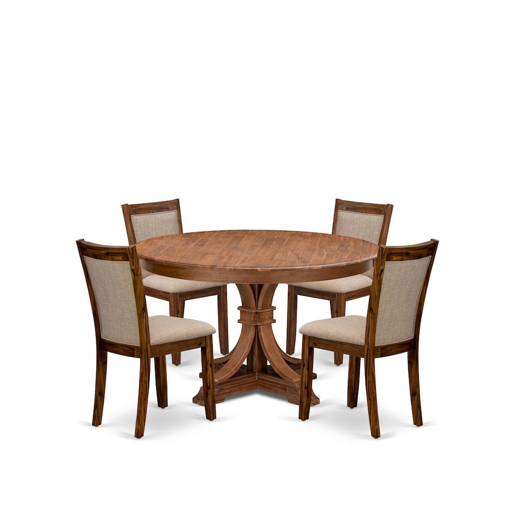 Luxe by East West Furniture 5-Pc Dining Table Set A Pedestal Dinner ...