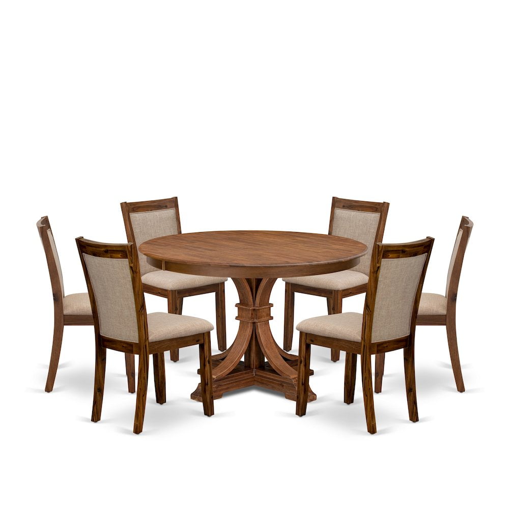Luxe by East West Furniture 7-Pc Kitchen Set Of A Pedestal Round Table ...