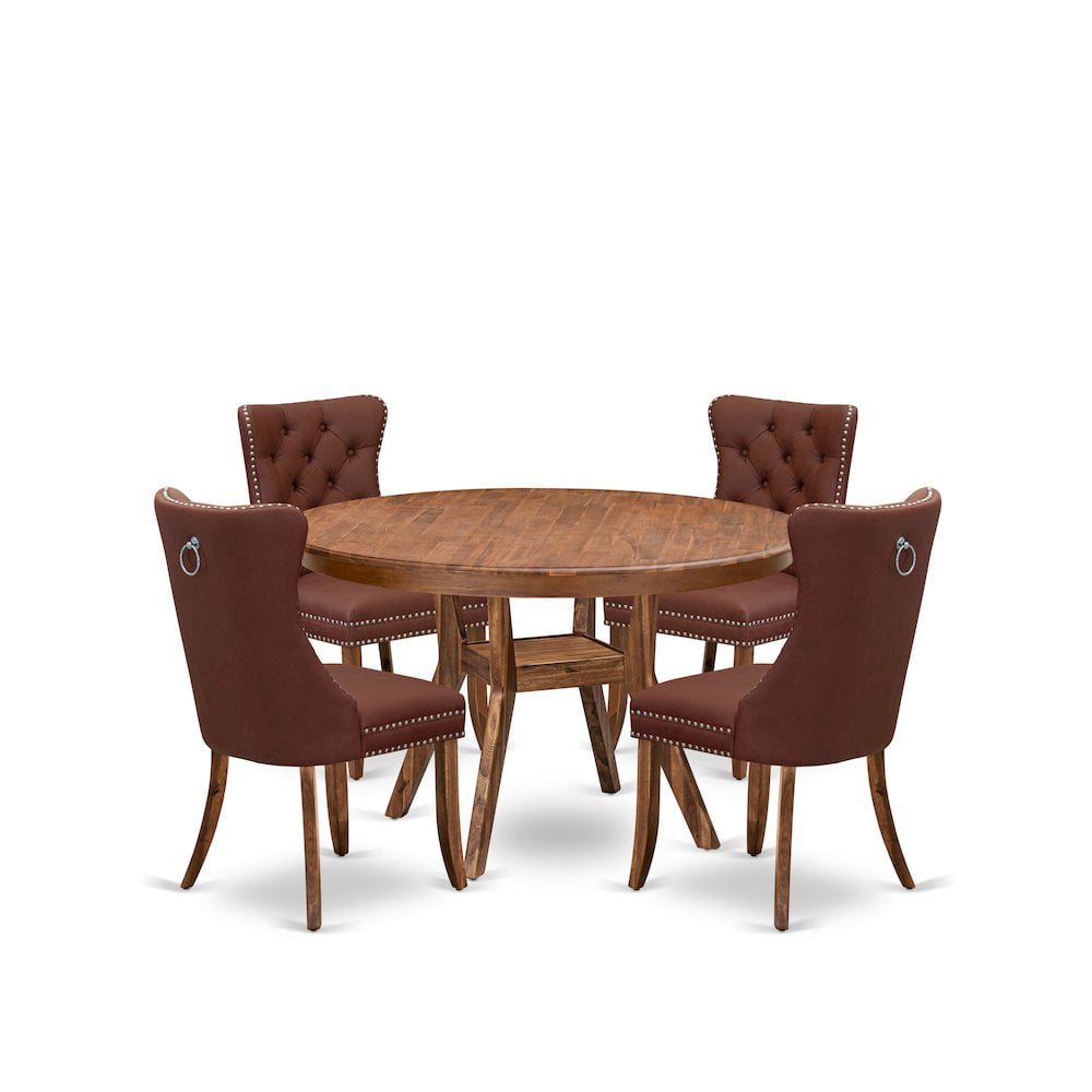 Luxe by East West Furniture 5-Pc Dining Table Set Include A Dinning Table And 4 Burgundy ...