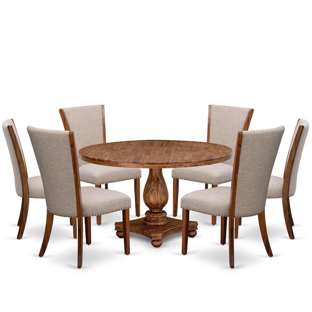 Luxe by East West Furniture 7 Piece Dining Set For 6 Contains 54" Round ...