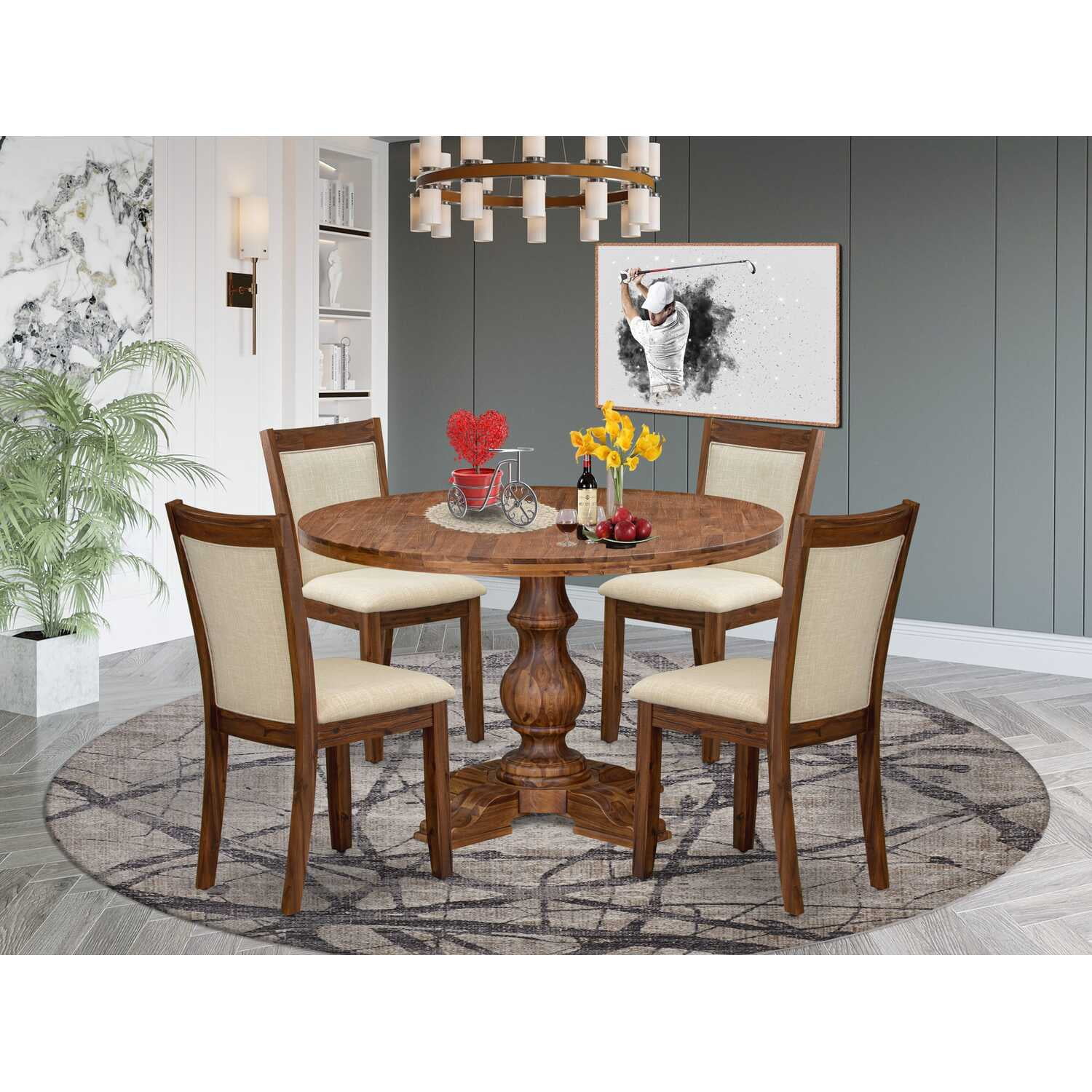 Luxe by East West Furniture 5 Pc Kitchen Set Includes a Pedestal ...