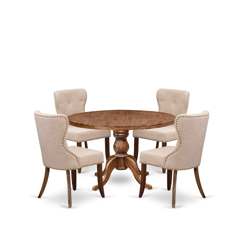 Luxe by East West Furniture 5 Piece Dining Set Consists Of 48" Round ...