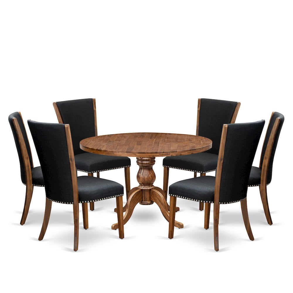 Luxe by East West Furniture 7 Piece Dining Table Set For 6 Contains 48" Round Table In Black ...