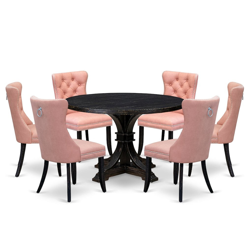 Luxe by East West Furniture 7 Piece Dining Set Includes 48" Round ...