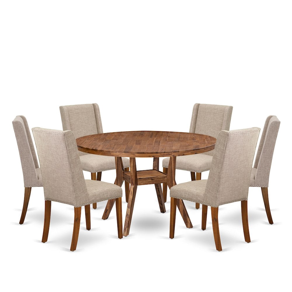 Luxe by East West Furniture 7-Piece Dinette Set Of A Wood Dining Table ...